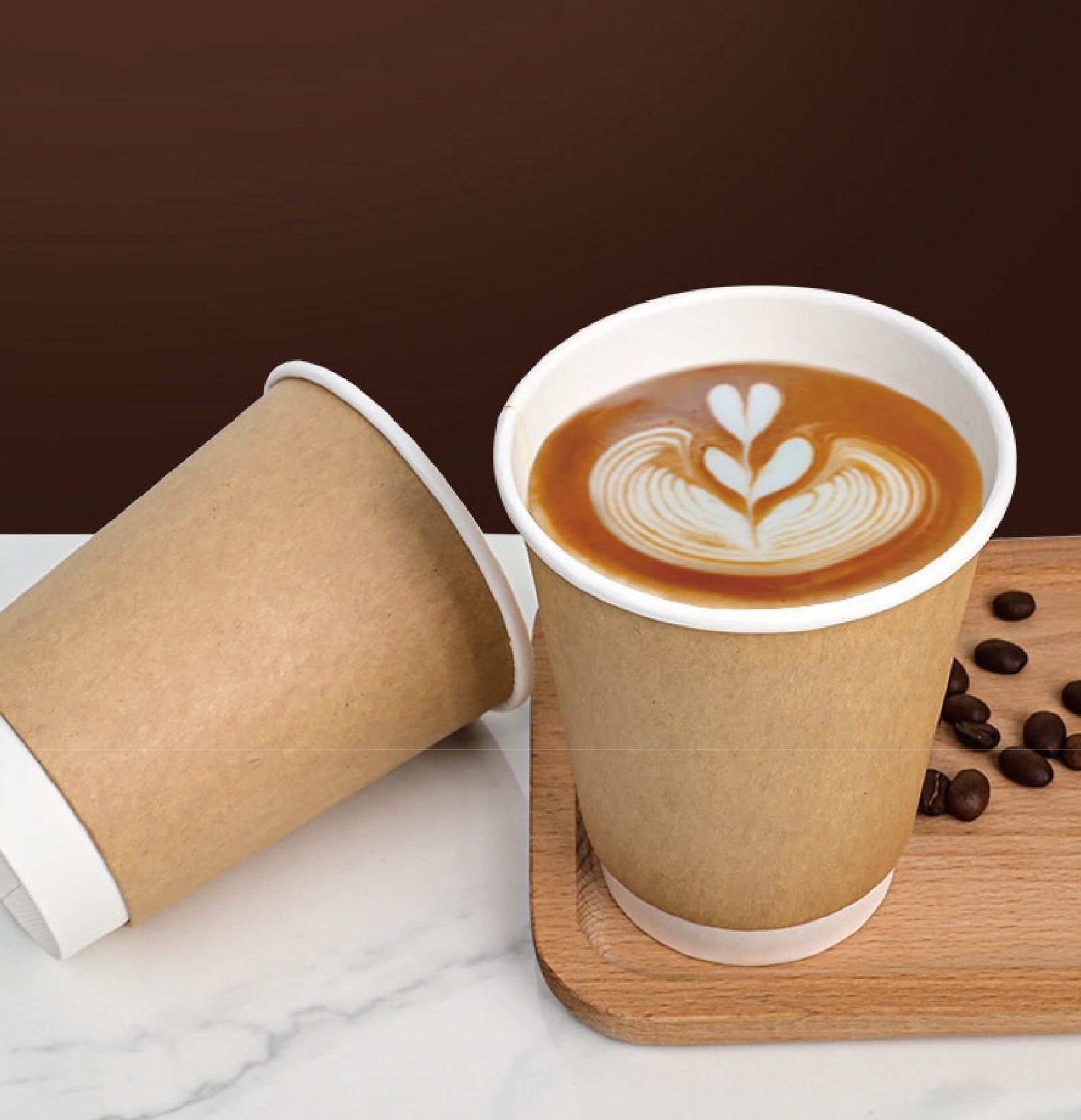 Double Wall Paper Cup With Lid 8oz 12oz /Premium 2 layers Kraft Coffee ...