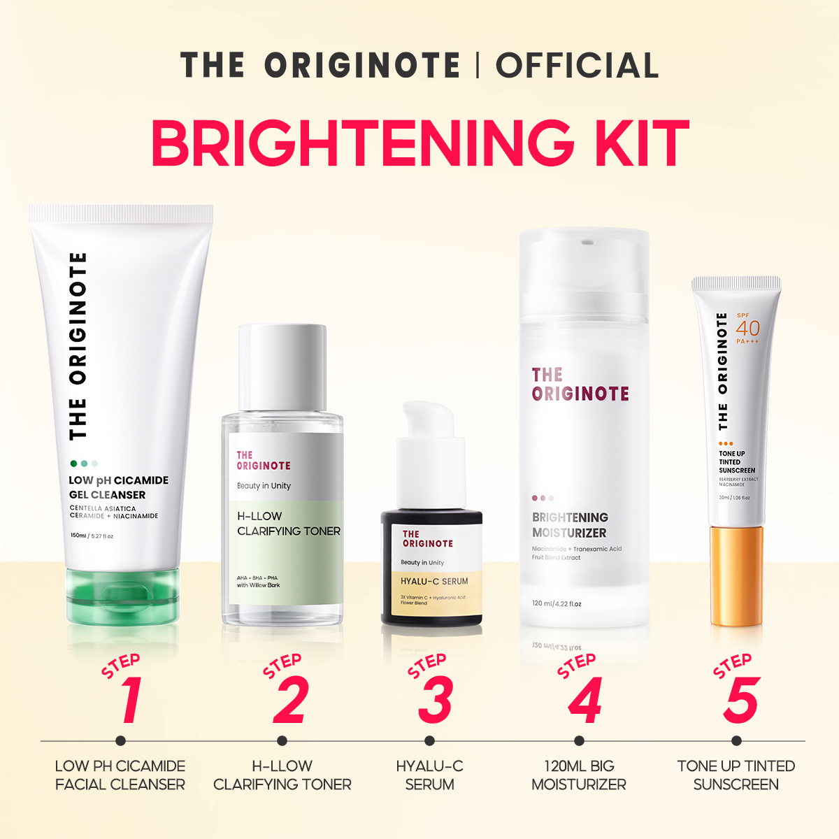 BUNDLE 5in1 The Originote Skincare Package, Skincare Set Face Wash ...