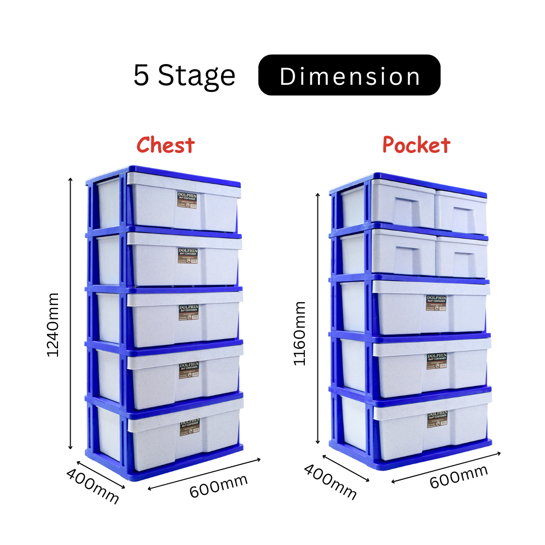 5 Stage Plastic Drawer Dolphin Drawer Container (L/XL)/Bekas Dolphin 5 ...