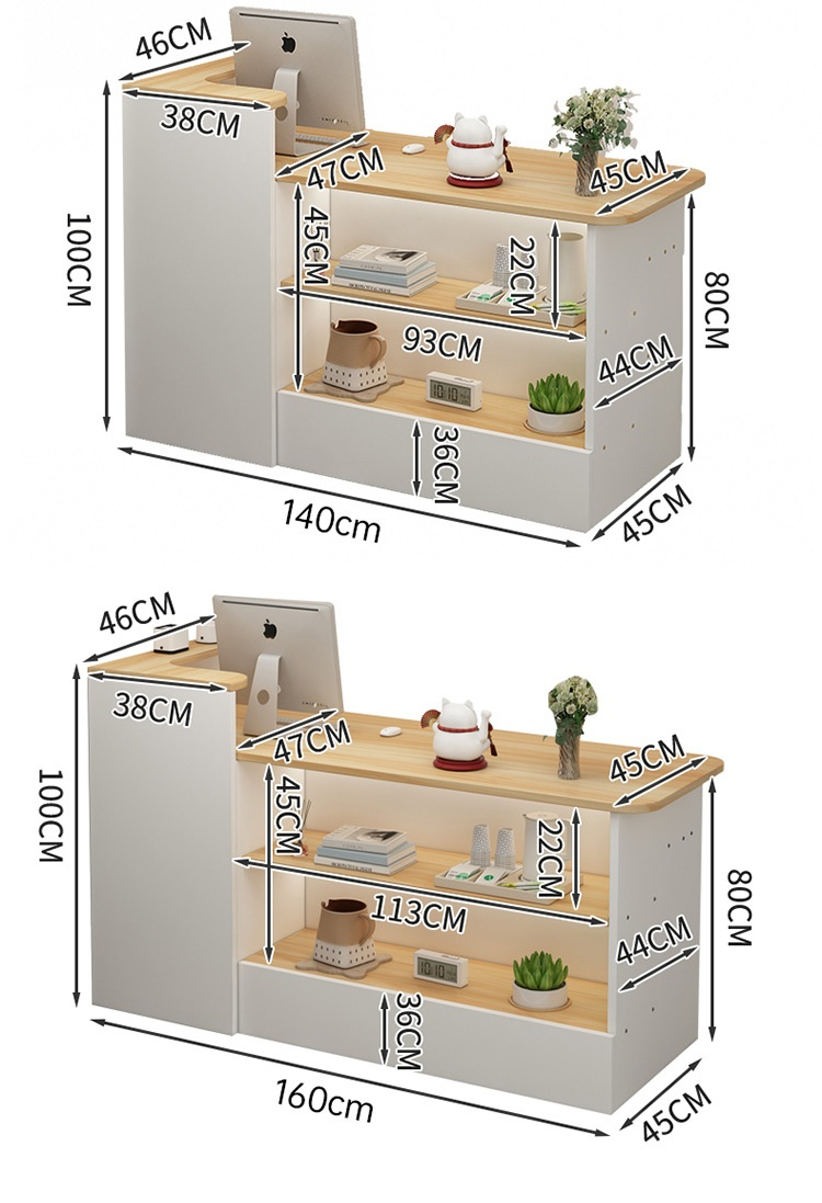 Modern Combined Reception & Cashier Desk With Wooden Top Multi-Layer ...