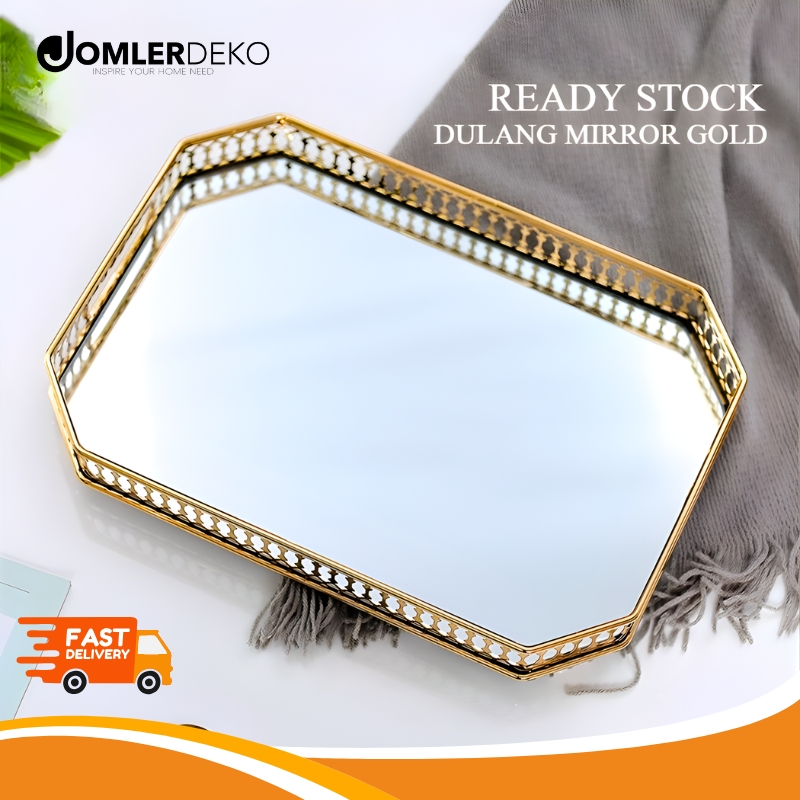 Ready Stock! Dulang Mirror Gold Besi | Tray Iron Metal Deco Hantaran ...