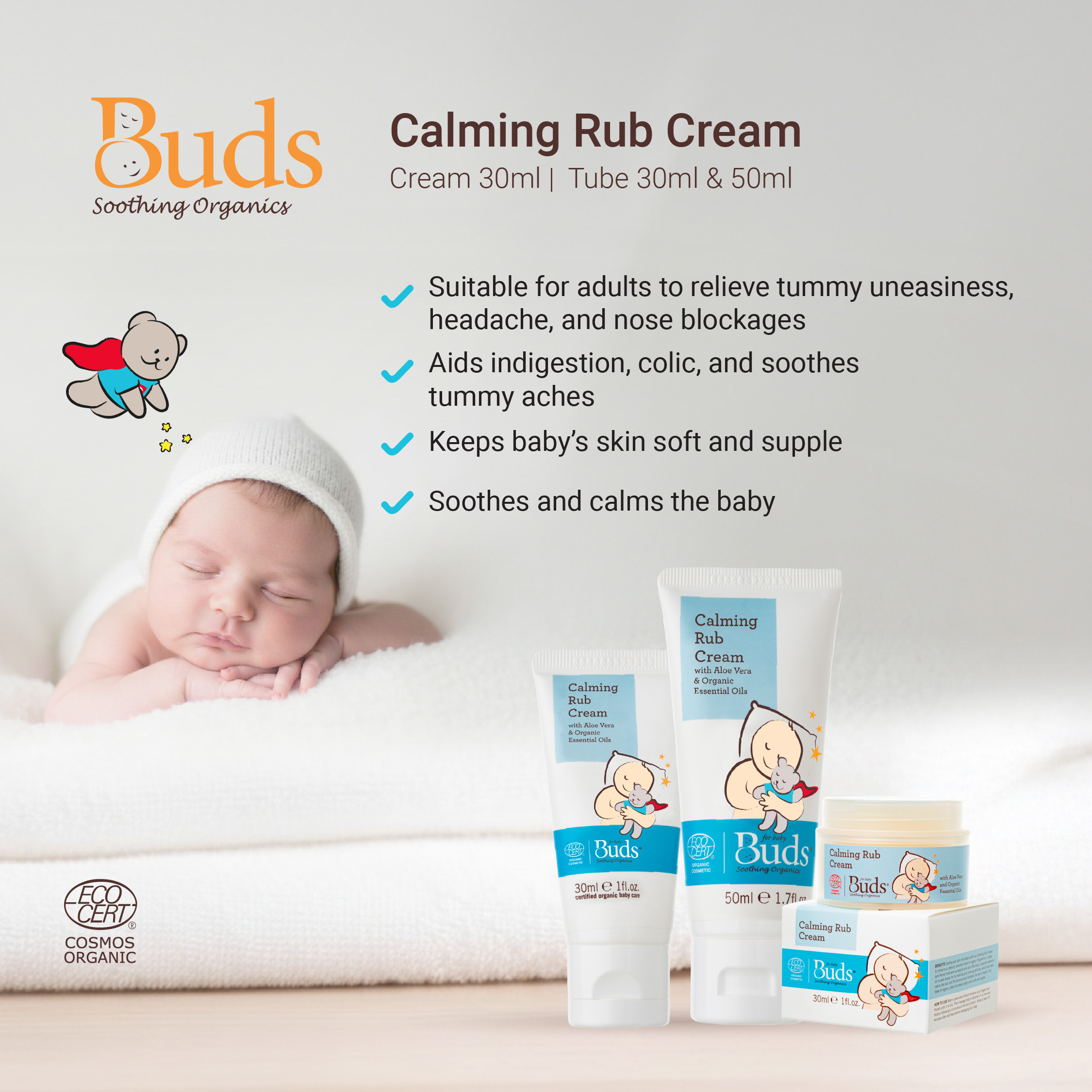 Buds Soothing Organics Calming Rub Cream Tube (50ml) | Shopee Malaysia