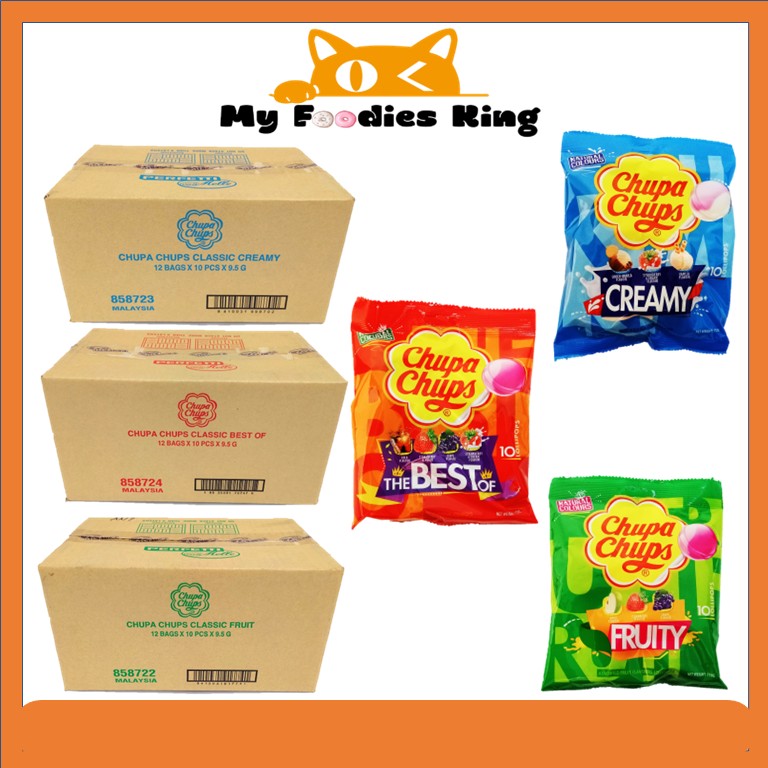 9.5g x 10pcs x 12bags Value Carton Chupa Chups Lollipop Gula Candy The ...