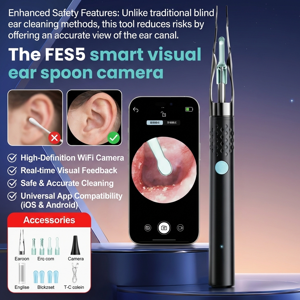 Smart Visual Ear Cleaner WiFi Camera Ear Pick LED Light USB Charging ...
