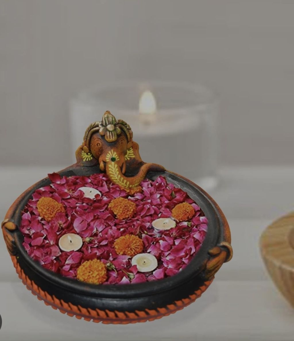 Art Potteries Handmade Earthenware Decorative Bowl/Ganesha Urli/Flower ...