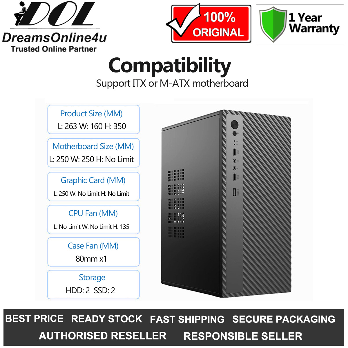 AY-Case 005 Affordable Mini-iTX M-ATX USB 2.0 Slim Portable Desktop ...
