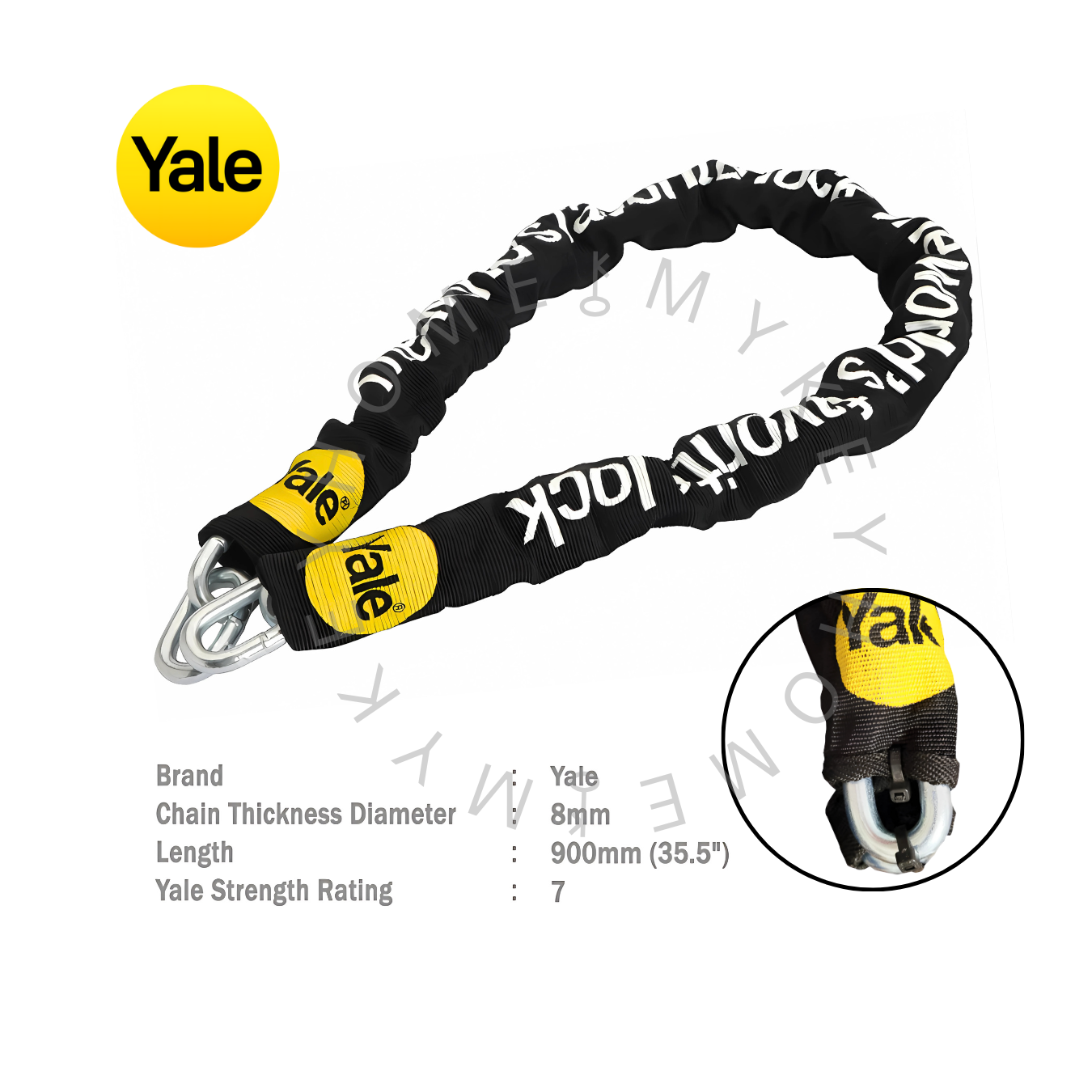 Yale YCHL 1/8/90F Hardened Steel Chain Gate Lock Bicycle Chain | Shopee ...