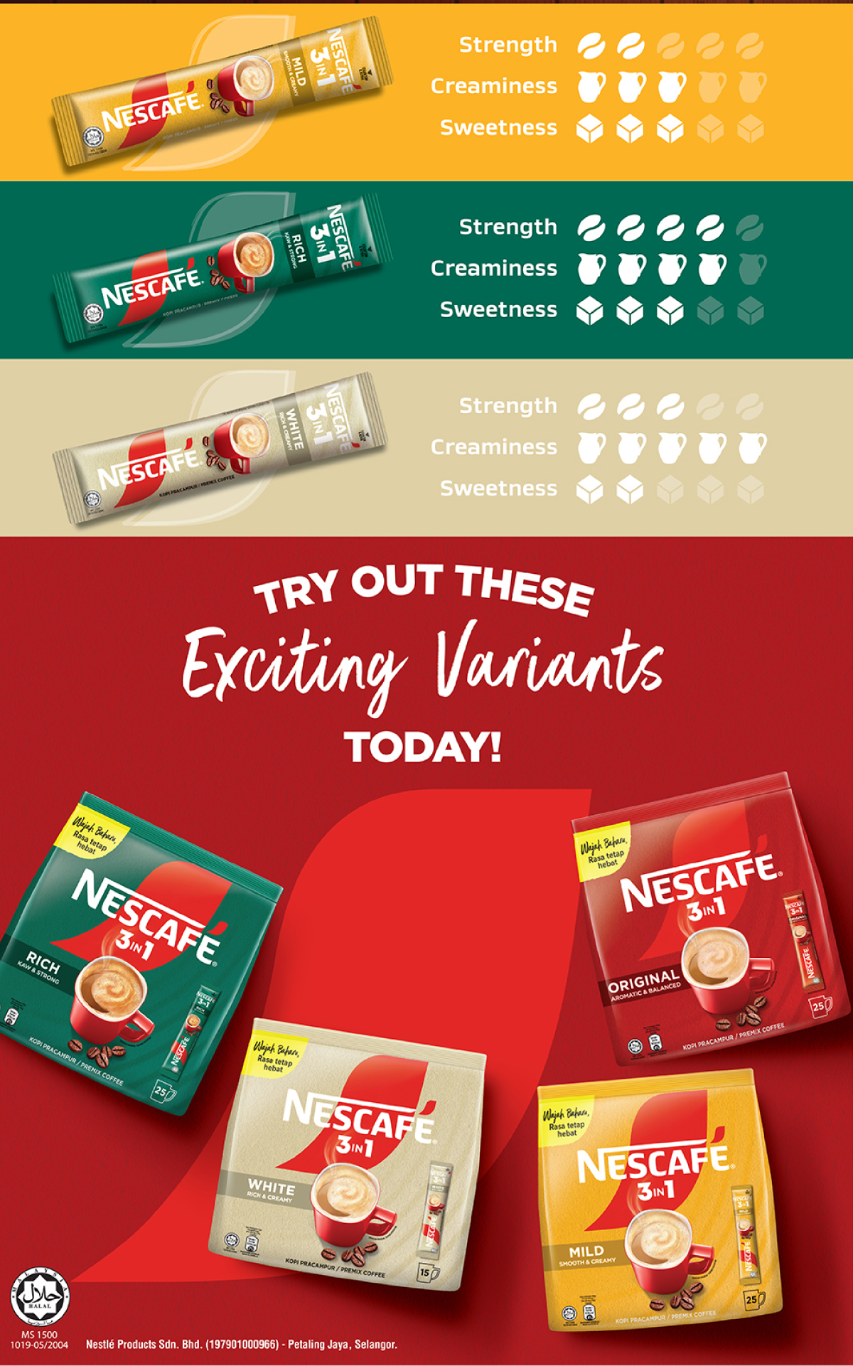 NESCAFÉ 3in1 Rich, Coffee Mix, Rich & Strong Coffee, 25 Coffee Sticks ...