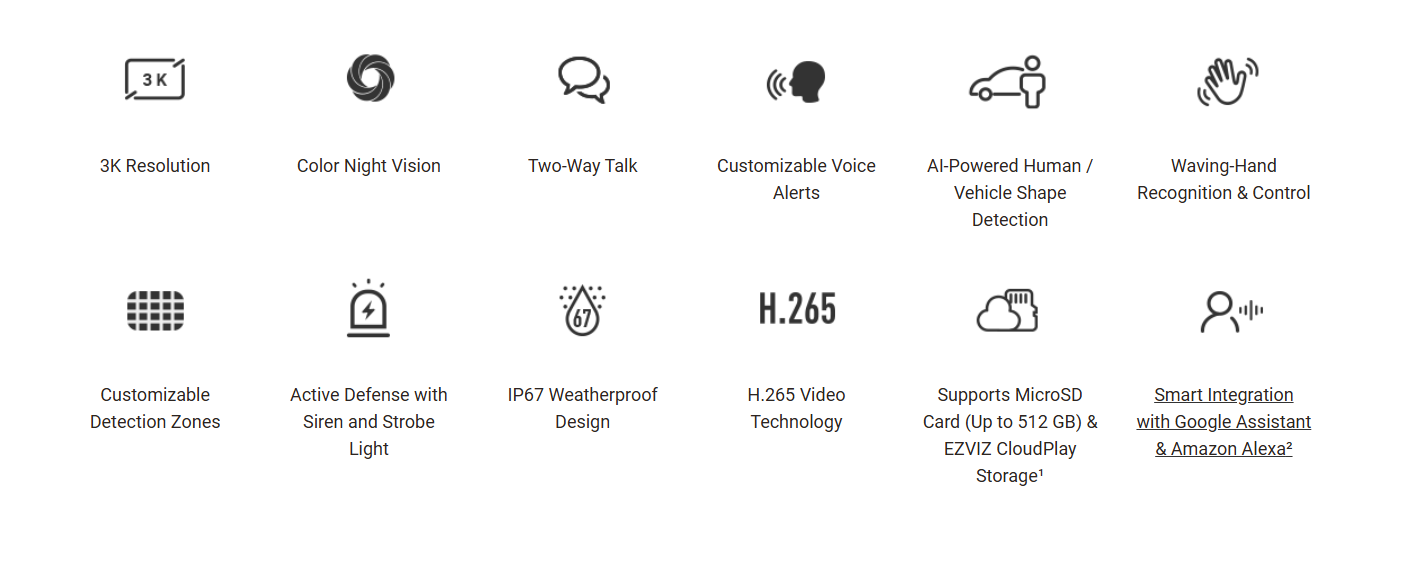 EZVIZ H3c 3K & 2K WiFi Outdoor CCTV Wireless Camera | Color Night ...