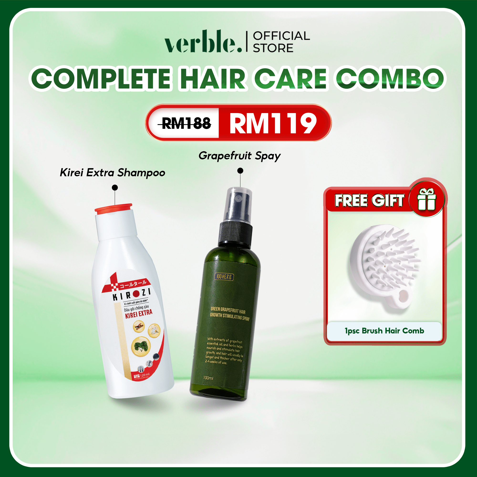 KIROZI Complete Hair Care Combo Kirei Extra Shampoo Herbal + 100HERB ...