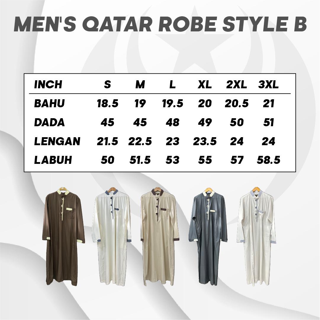 Jubah Men's Qatar Robe Style B - 5 colours - S-3XL | Shopee Malaysia