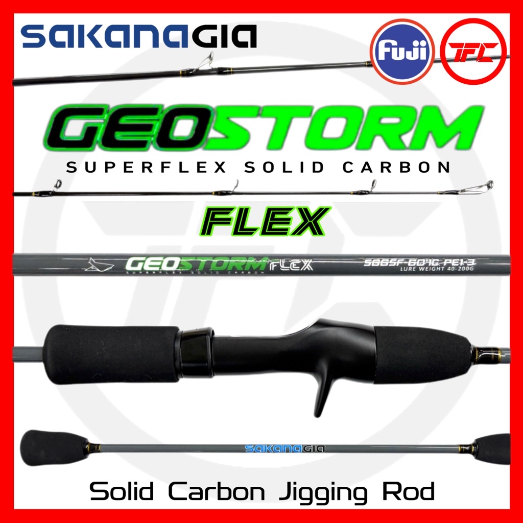 SAKANAGIA GEOSTORM FLEX Overhead Jigging Rod BC Solid Carbon Baitcast ...