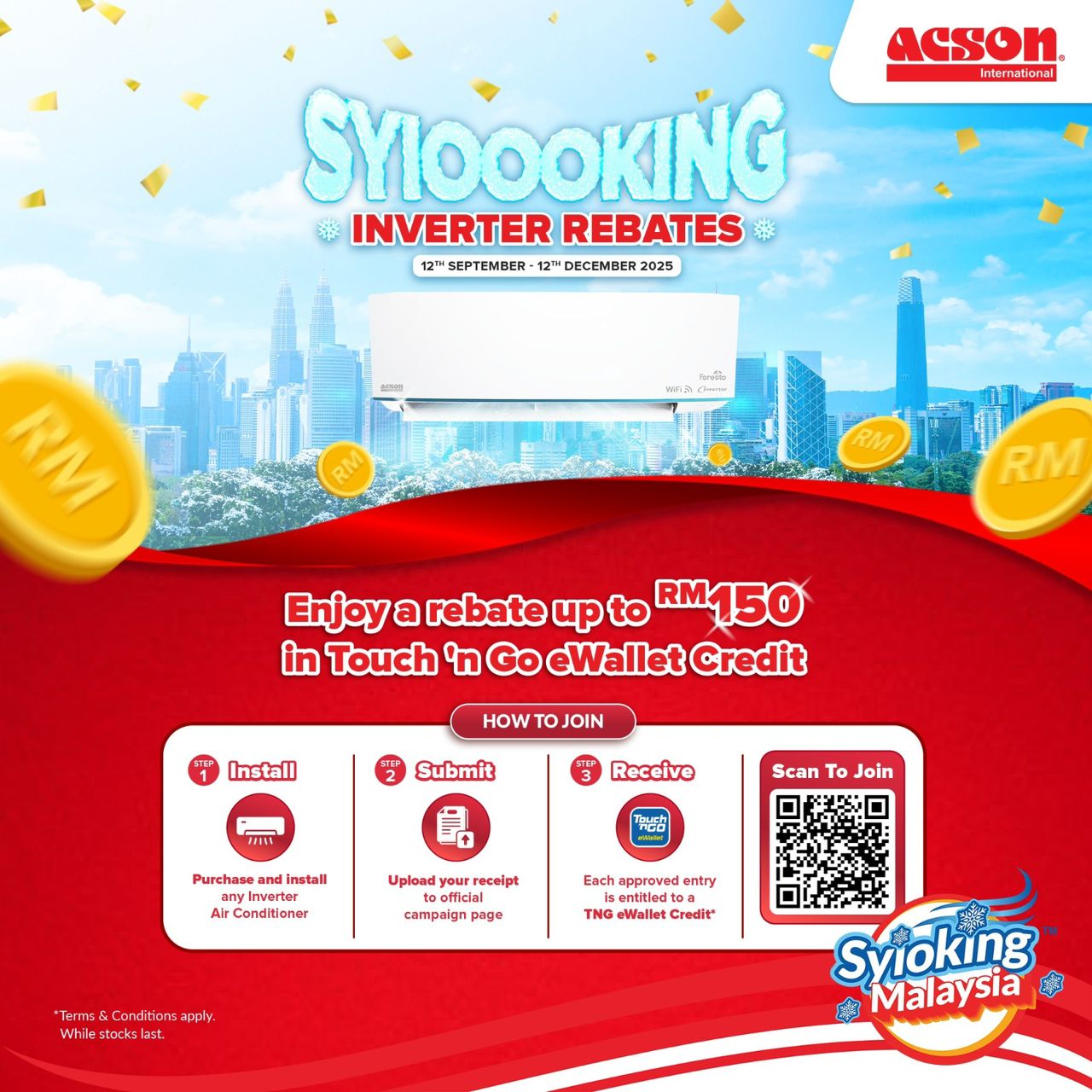 ACSON R32 REINO+ INVERTER AirCond A3WMY10BF 1.0HP I A3WMY15BF 1.5HP I ...
