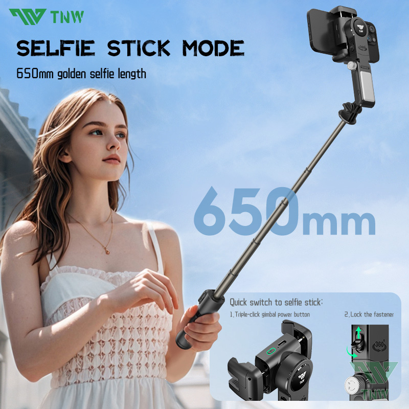 TNW Q19 AI Camera 360° Gimbal Phone Stabilizer with Face Tracking ...