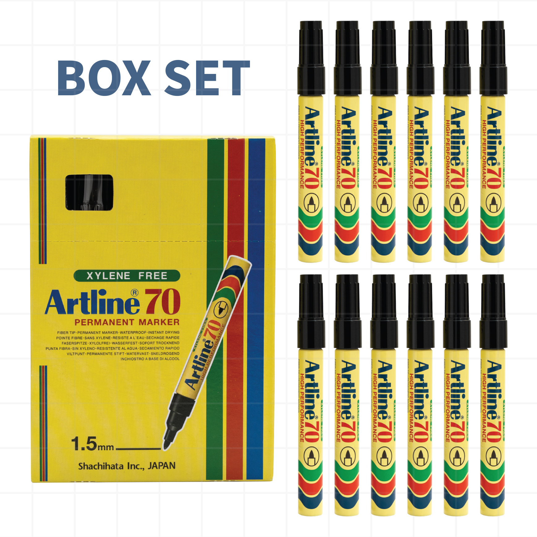 Artline 70 Permanent Marker Box Set (12pcs) - Medium Point 1.5mm | 11 ...