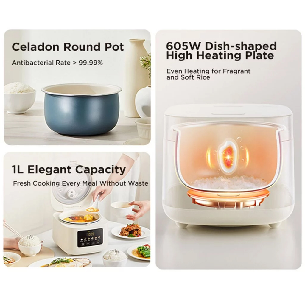Midea Digital Rice Cooker 1.0L Celadon Pot MRD101B1BDW | Shopee Malaysia