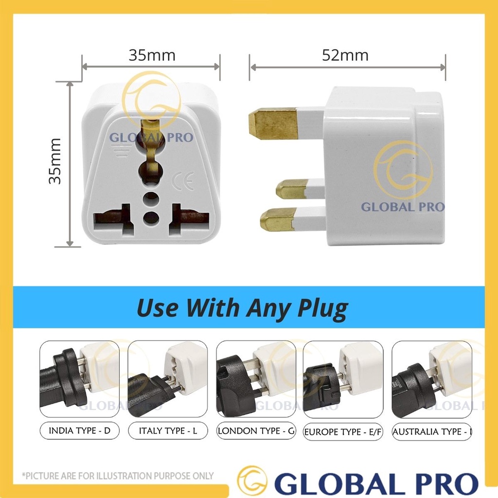 NARKEN/ LES Premium Full Copper 3 pin Adaptor Travel Plug for Malaysia ...