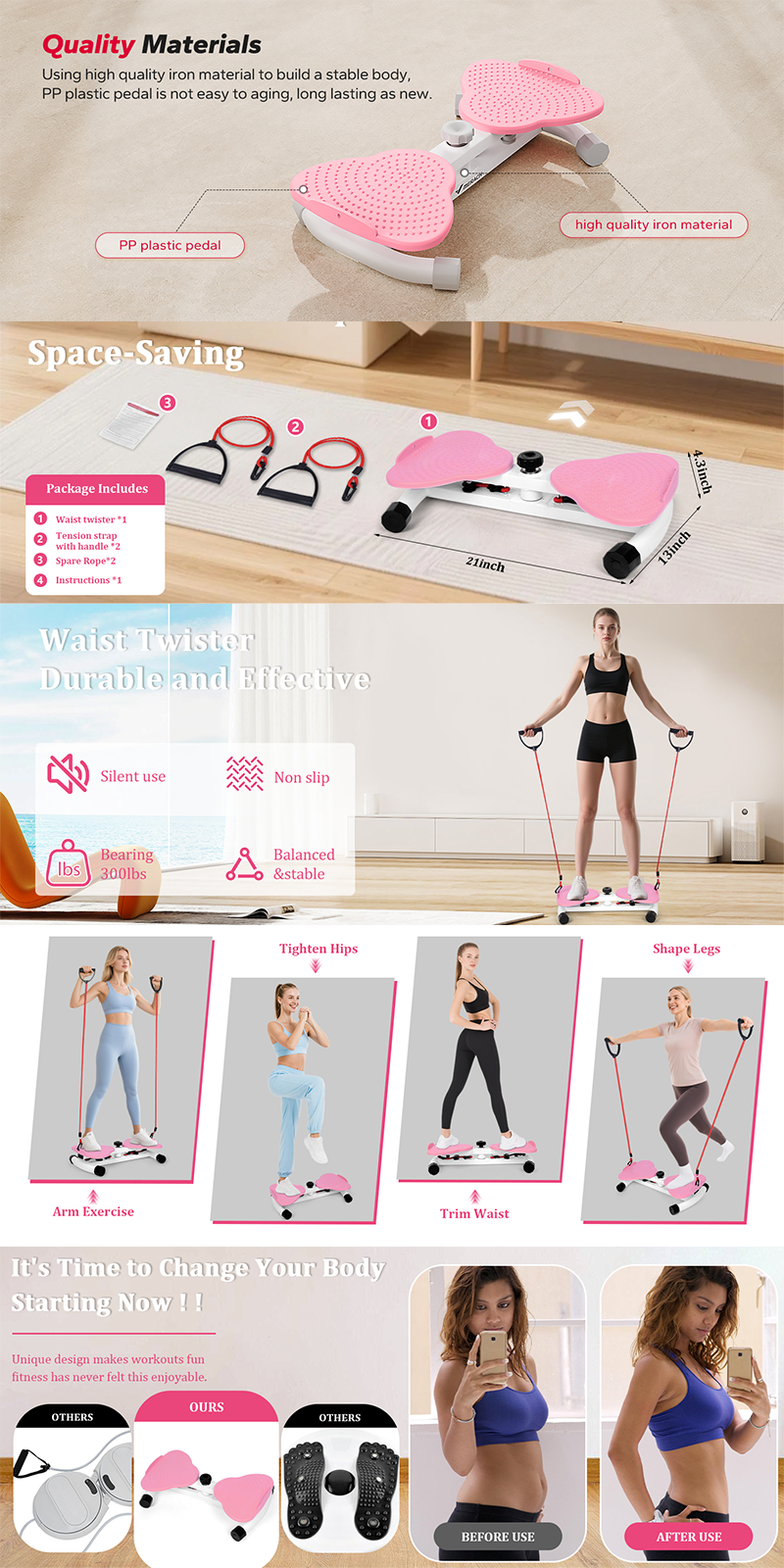 Waist Twisting Machine quiet silent Body Shaping Slim fitness Equipment ...