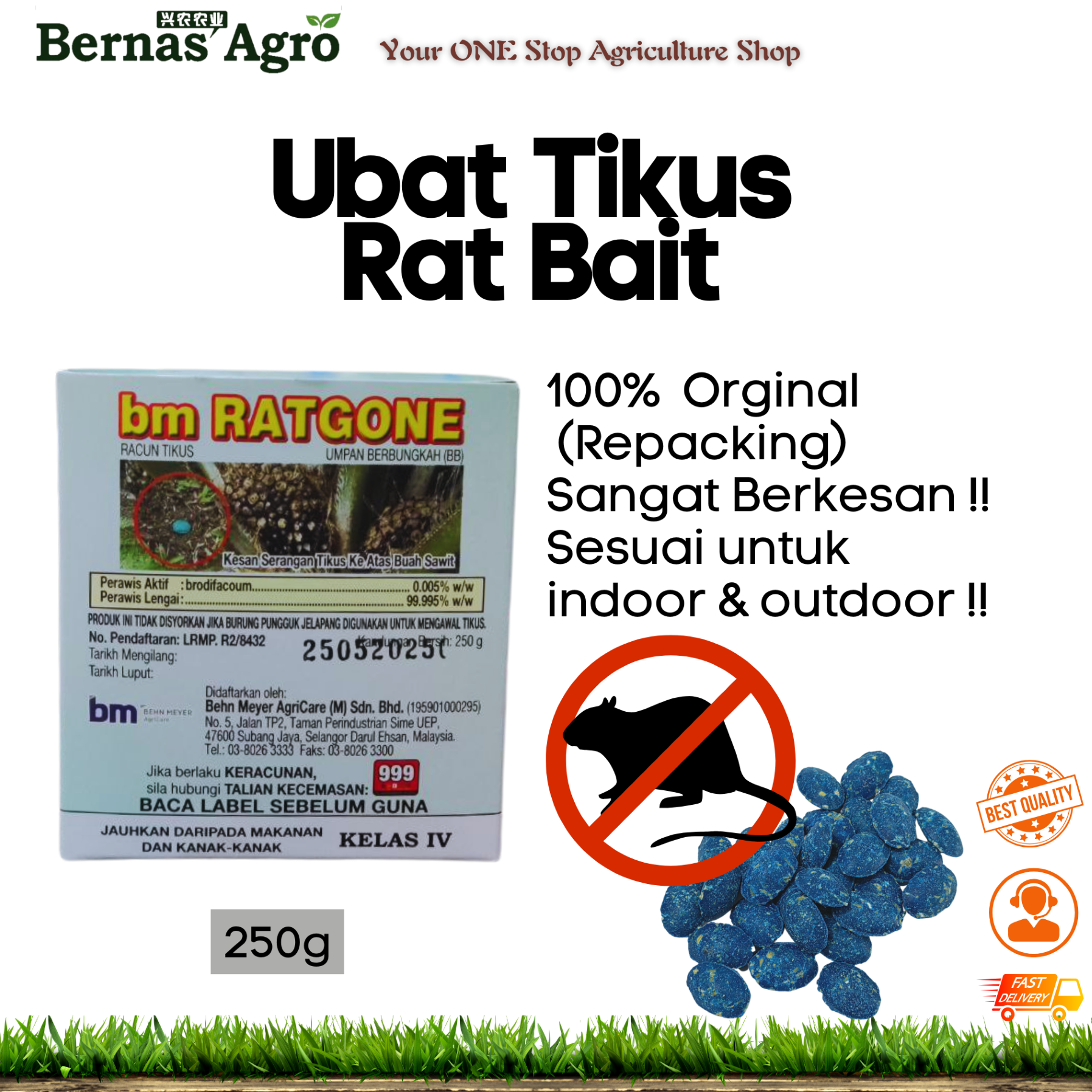 Behn Meyer bm Ratgone Umpan/Ubat Tikus warna biru/Mouse bait sama BASF ...
