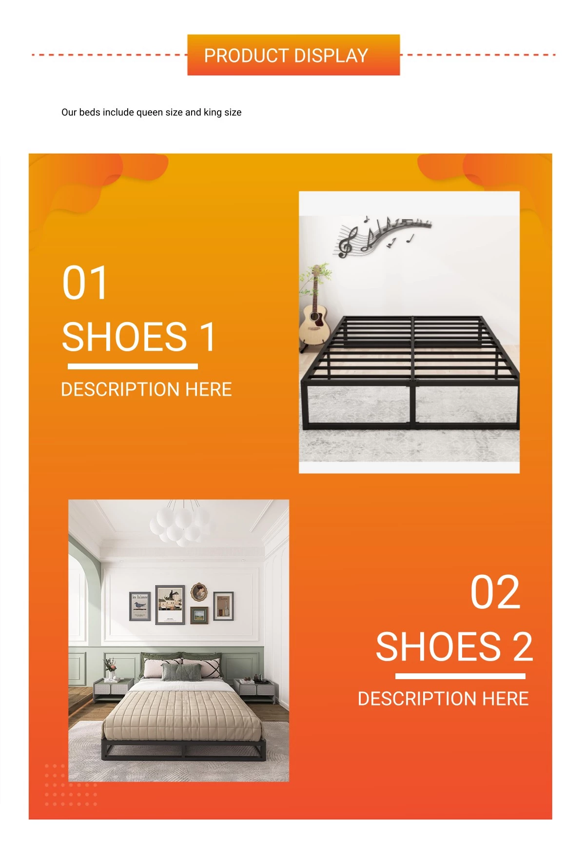 rangka katil saiz queen Bed Frame Queen /King Platform Bed Frame Metal ...