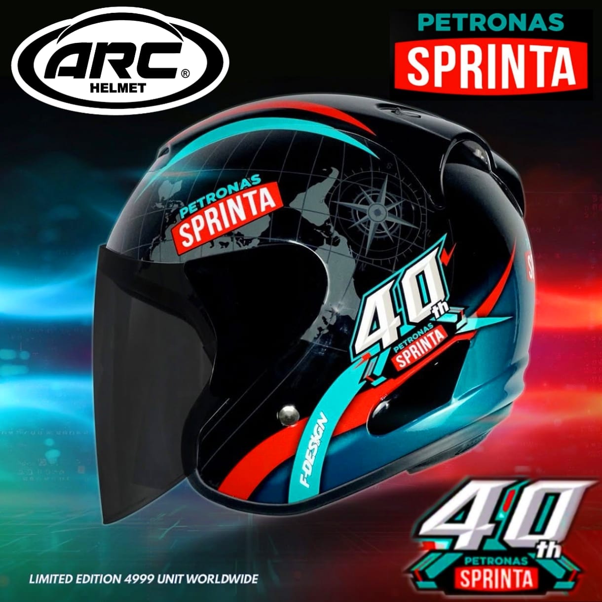 HELMET ARC RITZ PETRONAS SPRINTA 40TH ANNIVERSARY ACCESSOIRES MOTOR ARC ...
