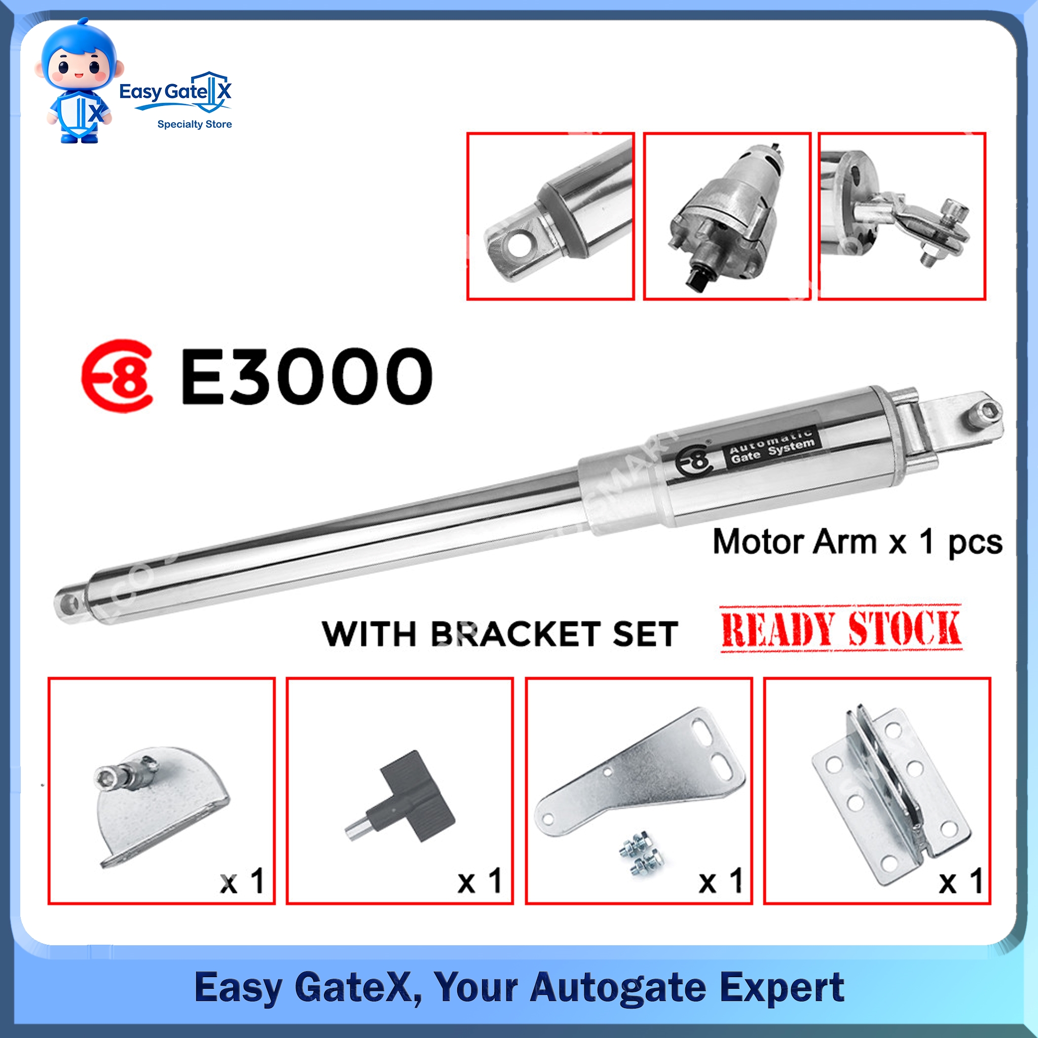 E8 E3000 Premium Full Set | 24V DC Heavy Duty Swing & Folding Autogate ...