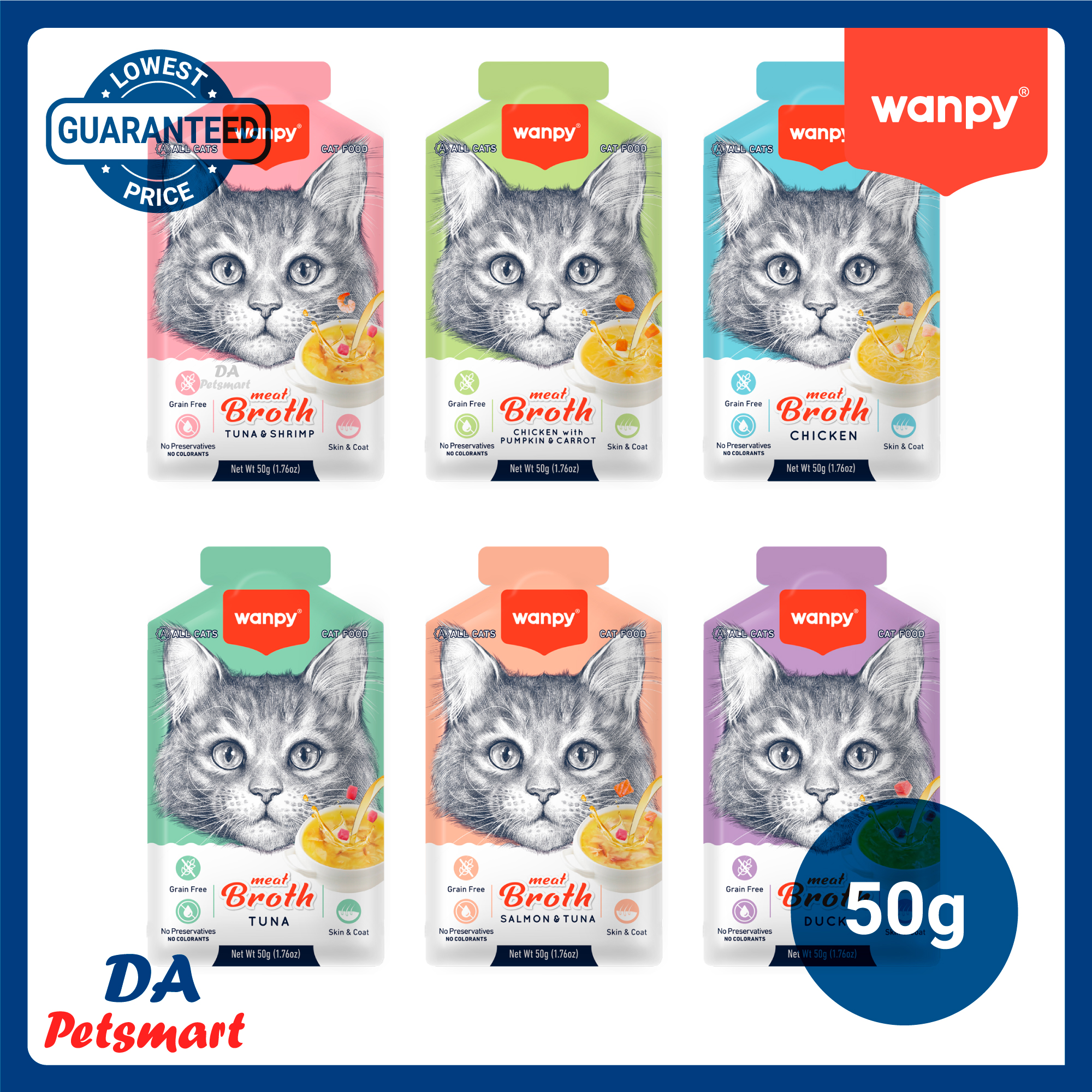 Wanpy Cat Meat Broth Pouch 50g – Premium Wet Treat for Cats | Multiple ...