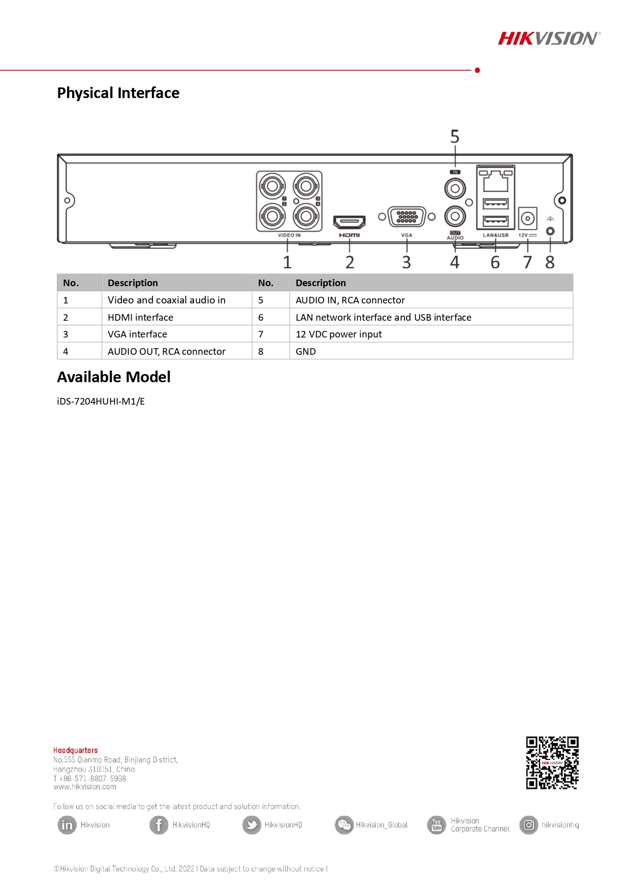 HIKVISION CCTV DVR 4CH Digital Video Decorder AcuSense Turbo HD 4 ...