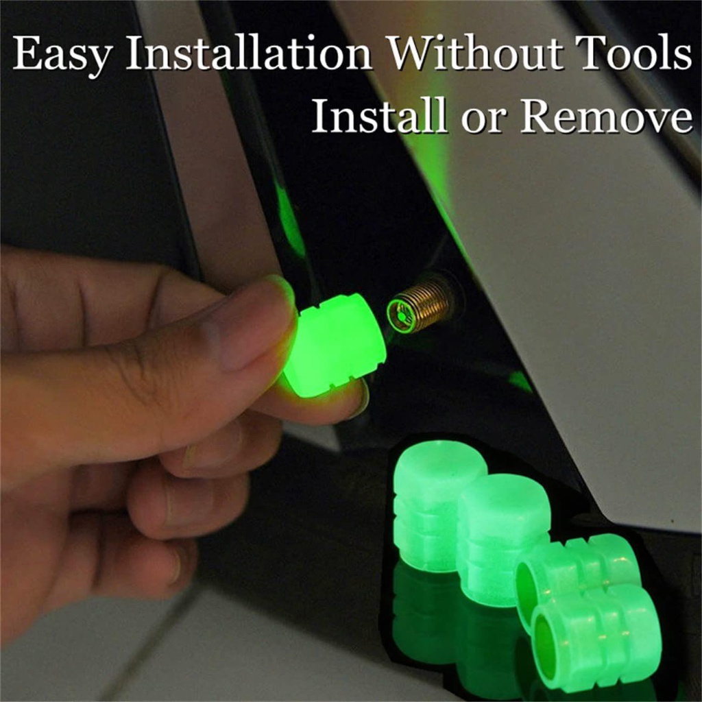 8PCS Glow Light Tire Valve Caps Luminous Car Tire Valves Caps ...