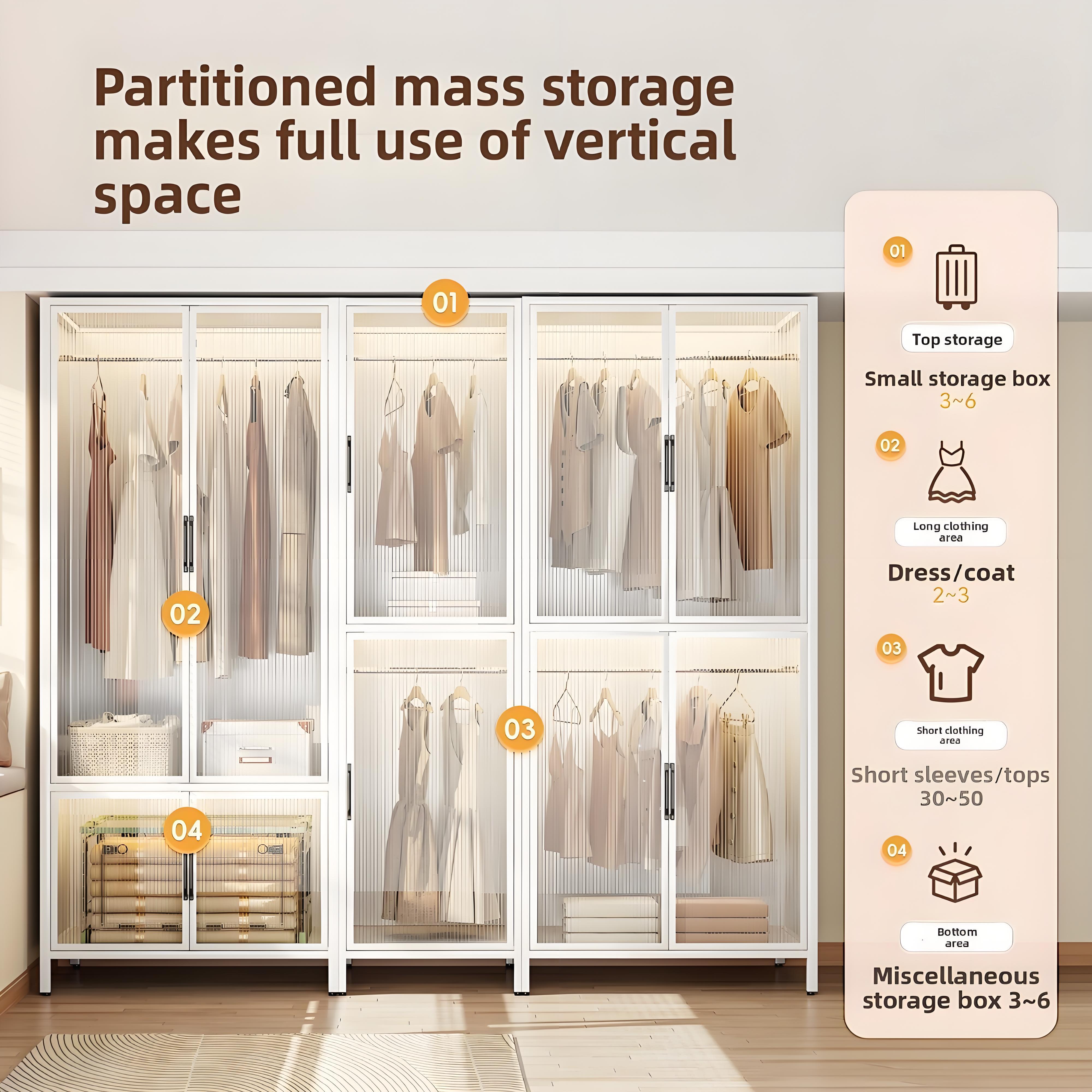 Wardrobe steel wardrobe Multi-functional metal storage cabinet Steel ...