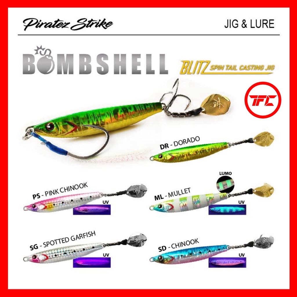 Piratez Strike Bombshell Blitz Spin Tail Casting Jig Sike Lure Bait ...