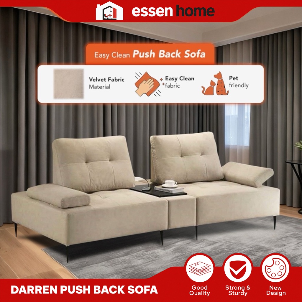 ⚡FREE SHIPPING+READY STOCK⚡Essenhome DARREN Push Back EASY CLEAN Sofa ...