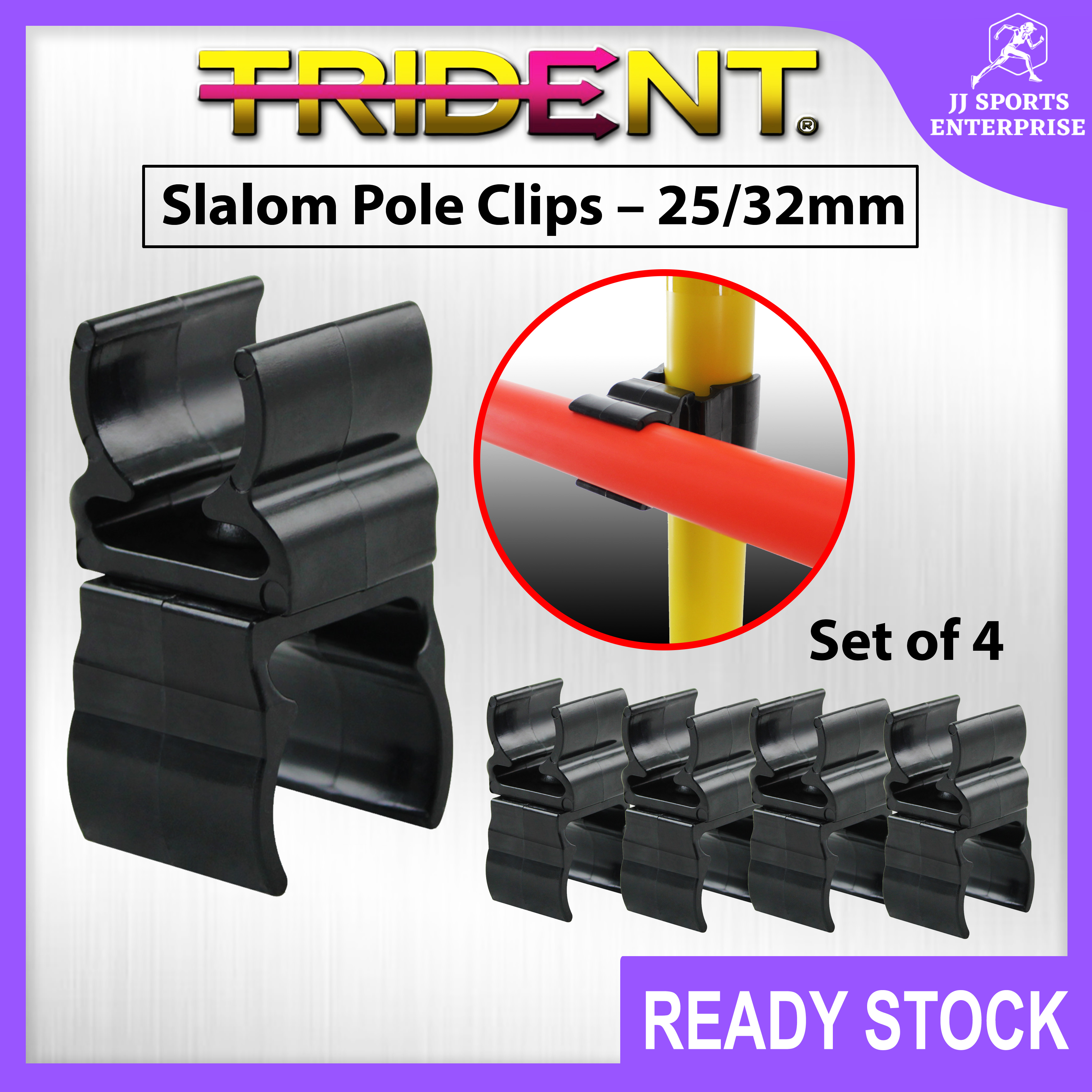 Trident Slalom Pole Clips 25/32mm (Set of 4) For Agility Training Pole ...