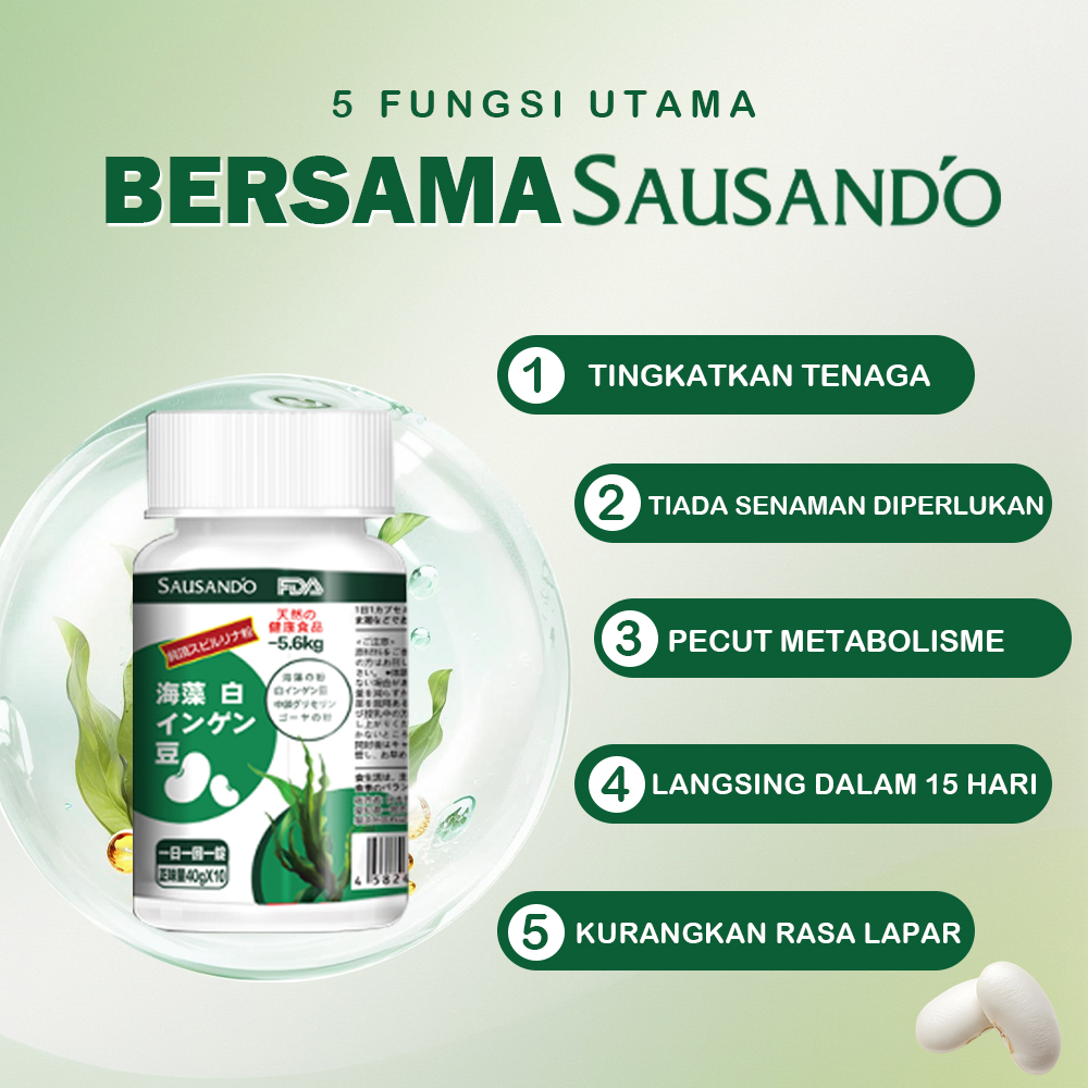 Sausando Rumput Laut & Kacang Navy Putih - Kapsul Turun Berat Herba ...