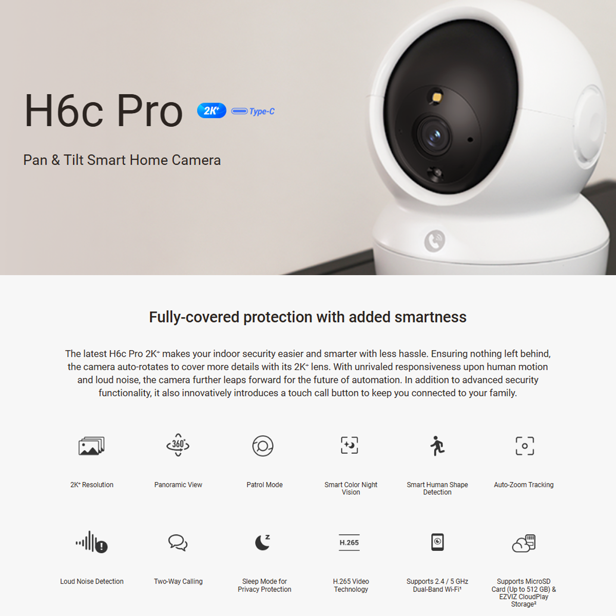 Ezviz H6c Pro 2K 3MP | H6c Pro 2K+ 4MP | H6c Pro 3K 5MP | H6c Pro 4K ...