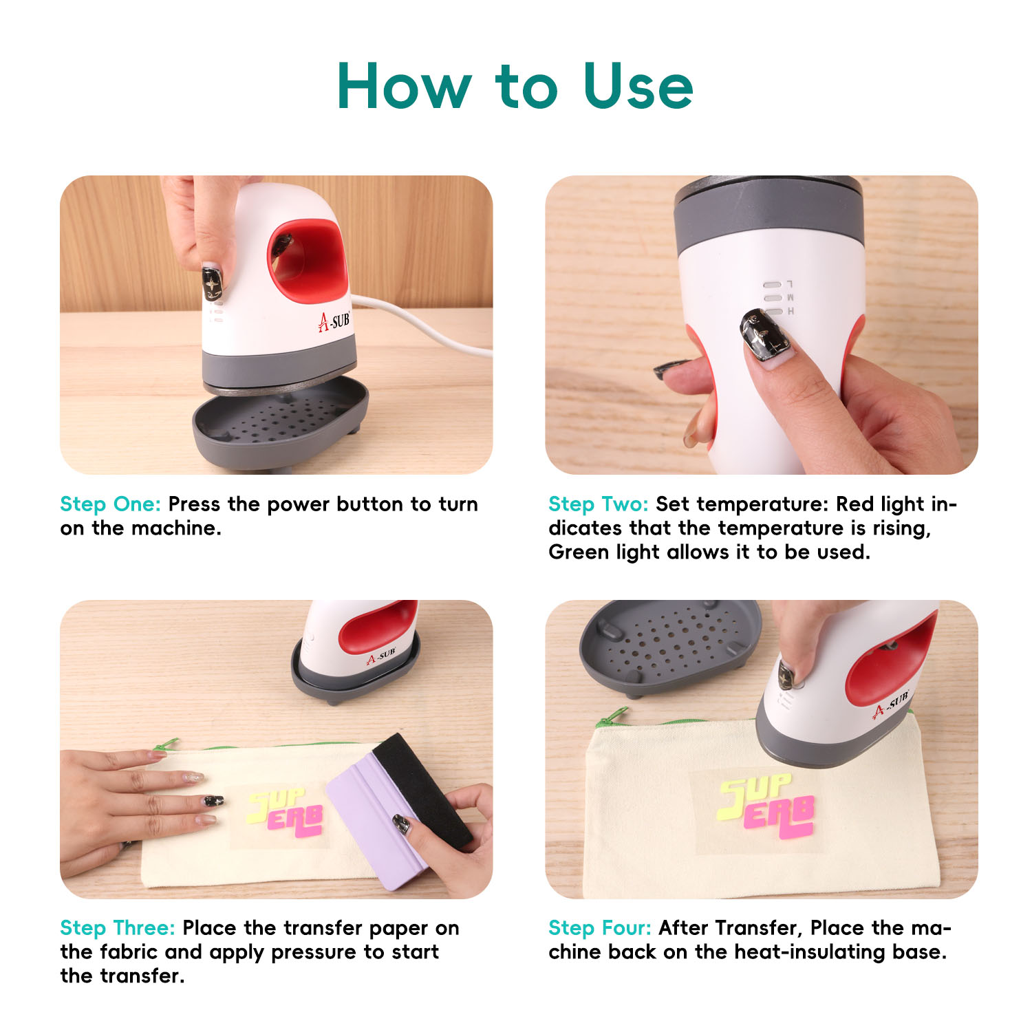 A-SUB Easy Press Mini Heat Press for Pressing Small Objects 3 Heat ...