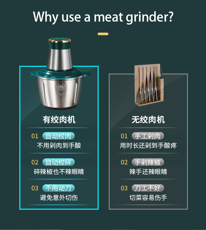 Green Meat Grinder 304 Premium Stainless Multi-function Pengisar Daging ...