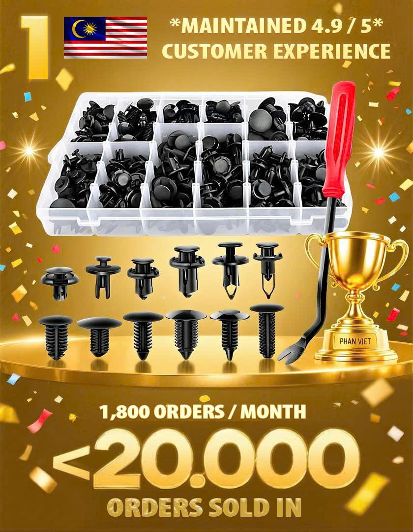 Klip Kereta, 100pcs Klip Bumper Kereta Set Pengikat Rivet Tolak Plastik ...