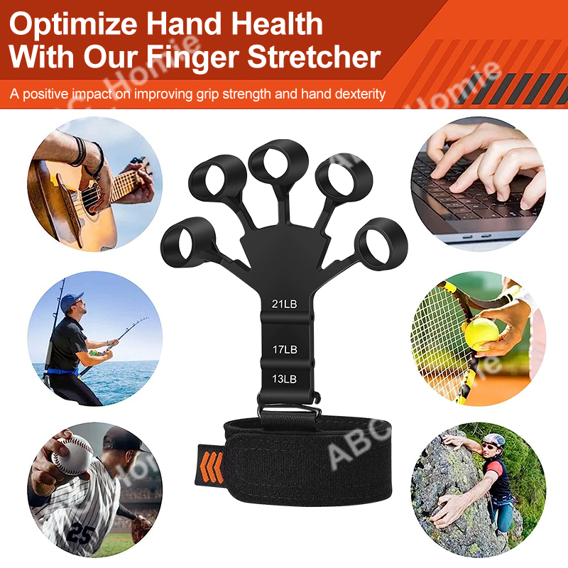 Silicone Hand Finger Grip Strengthener Workout Gripper Strength Stroke ...