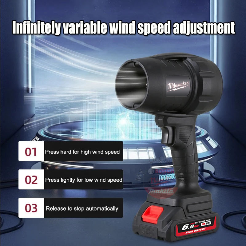 100% Milwaukee Lithium Battery Cordless Blower High Power Blower Angin ...