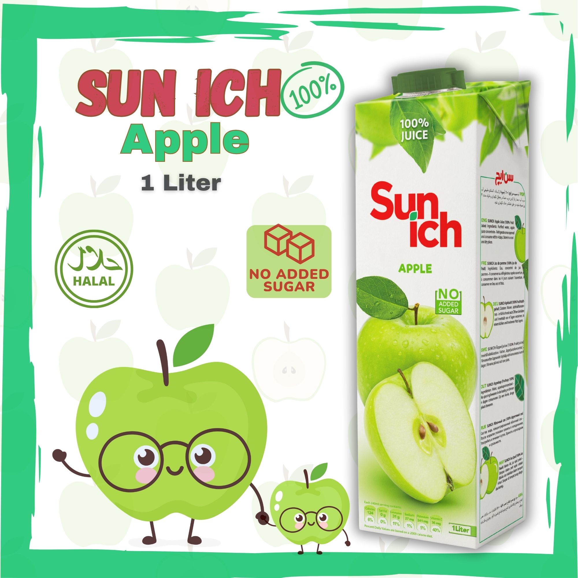 APPLE 100% NATURAL FRUIT JUICE SUNICH - 100% APPLE WITH NO ADDED SUGAR ...