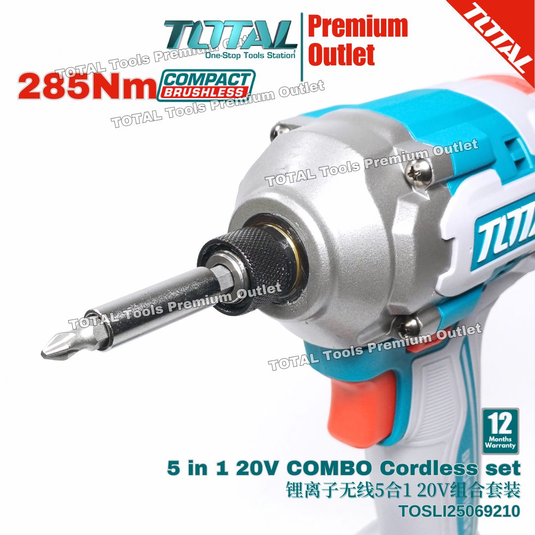 TOTAL Tools 20V 5 in 1 Limited edition COMBO BL Cordless tools 锂离子无线5合1 20V组合套装 - TOSLI25069210 ...