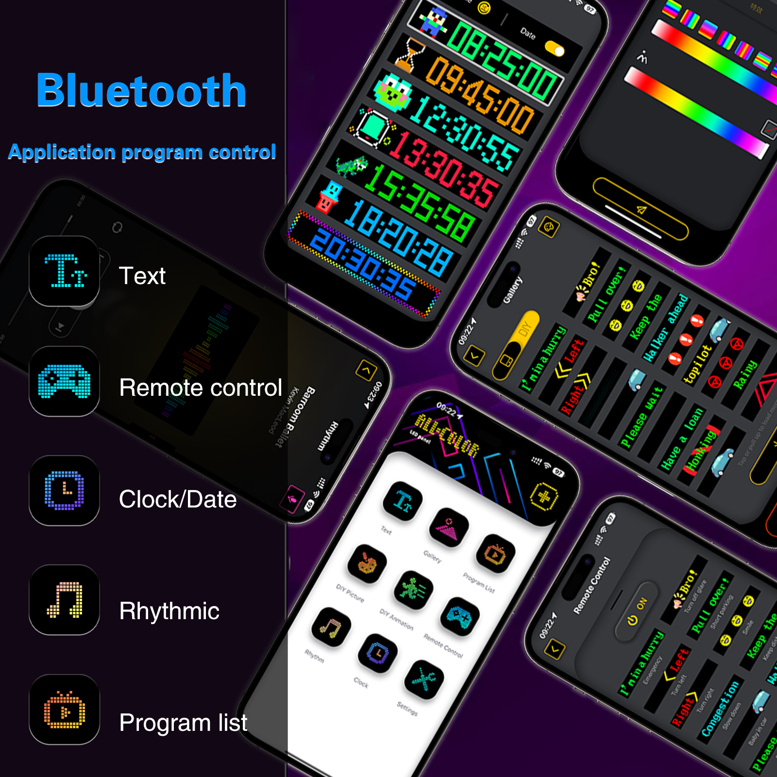 LED Matrix Pixel Panel Bluetooth APP & Remote Control Scrolling ...