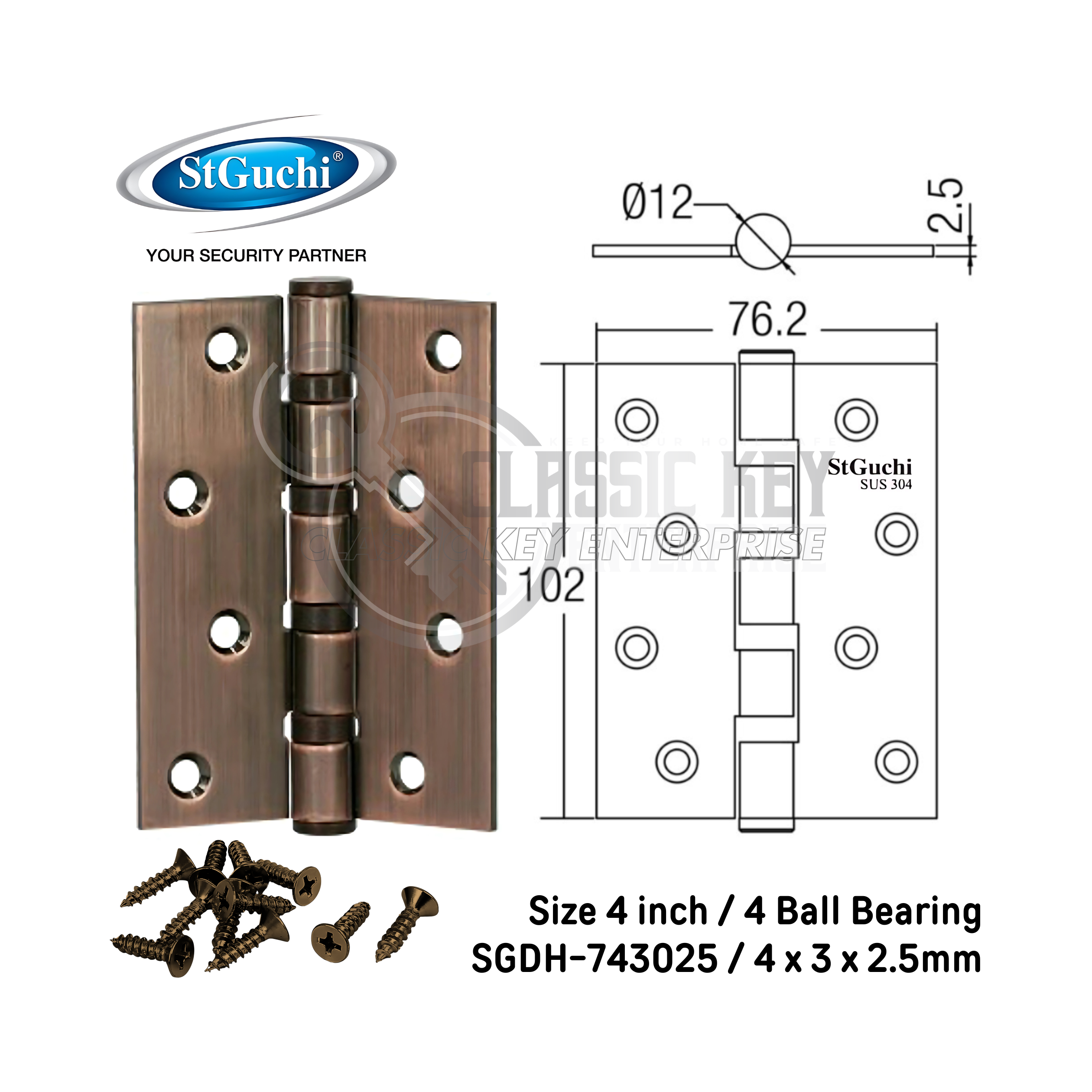 St Guchi door hinge engsel pintu 4 - 5 inch AC Antique copper | Shopee ...