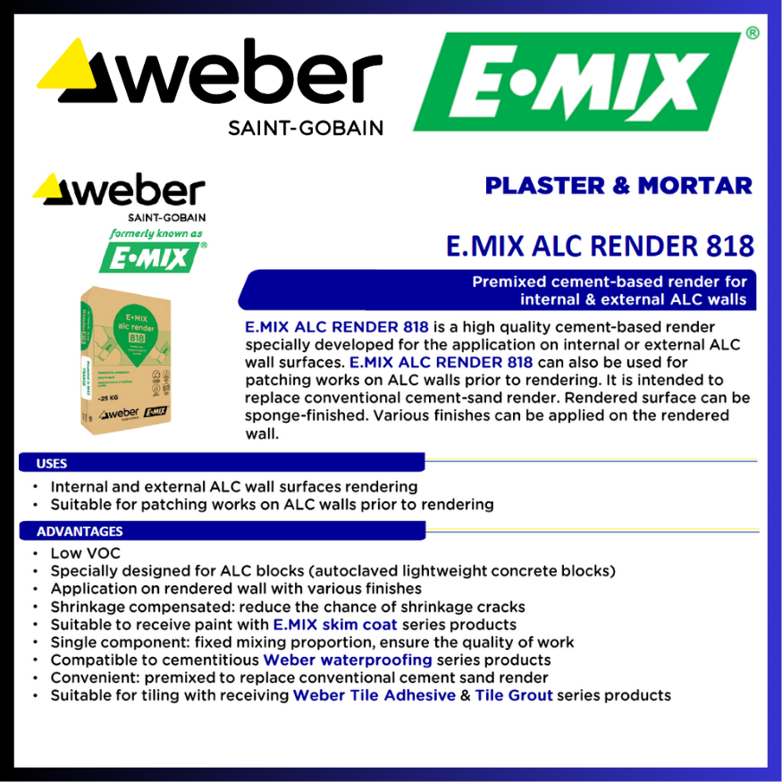 WEBER EMIX ALC RENDER 818/SIMEN RENDER/RENDER SIMEN/RENDER CEMENT FOR ...