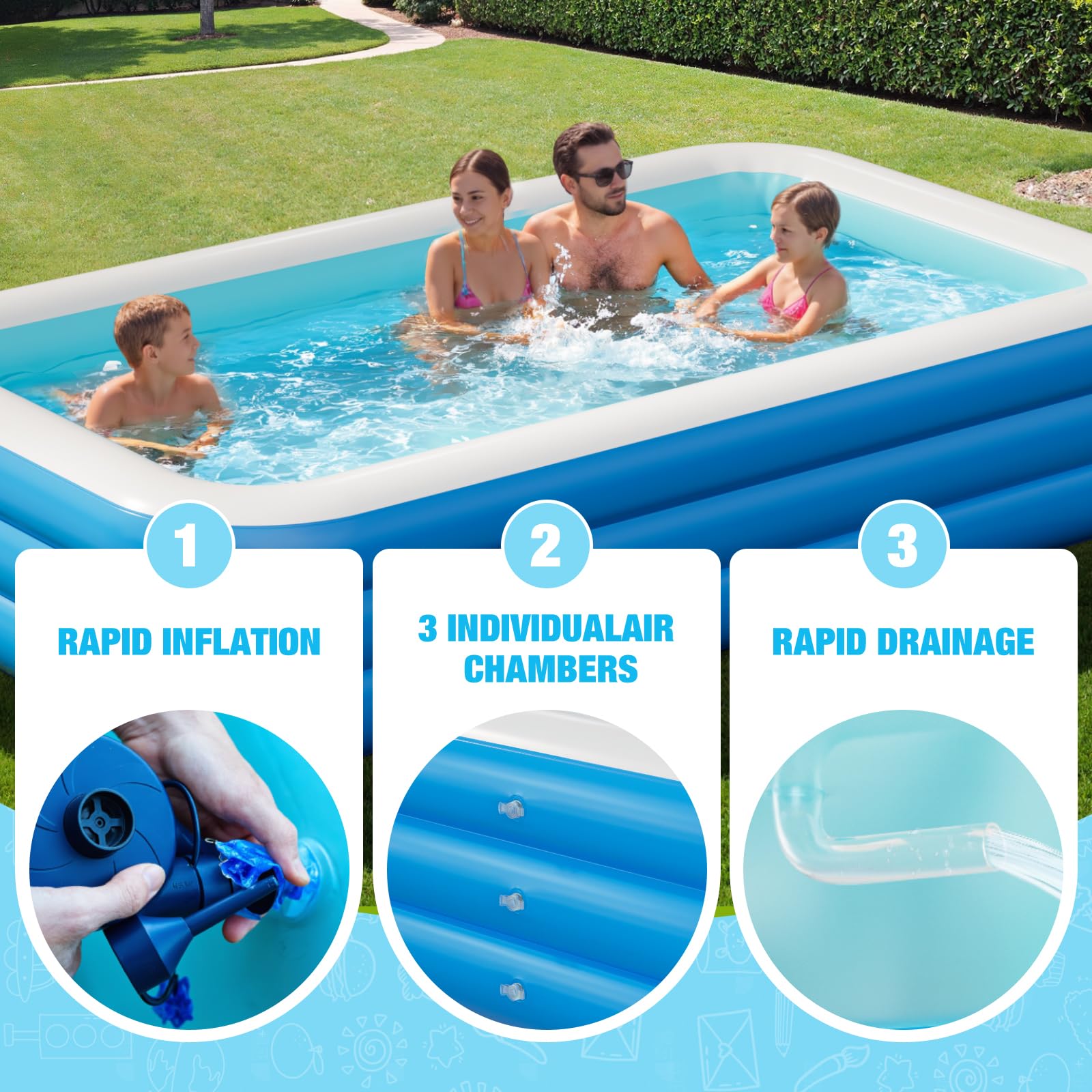 WTHB Inflatable Swimming Pool Kolam Mandi Budak Kids Family with Slide ...