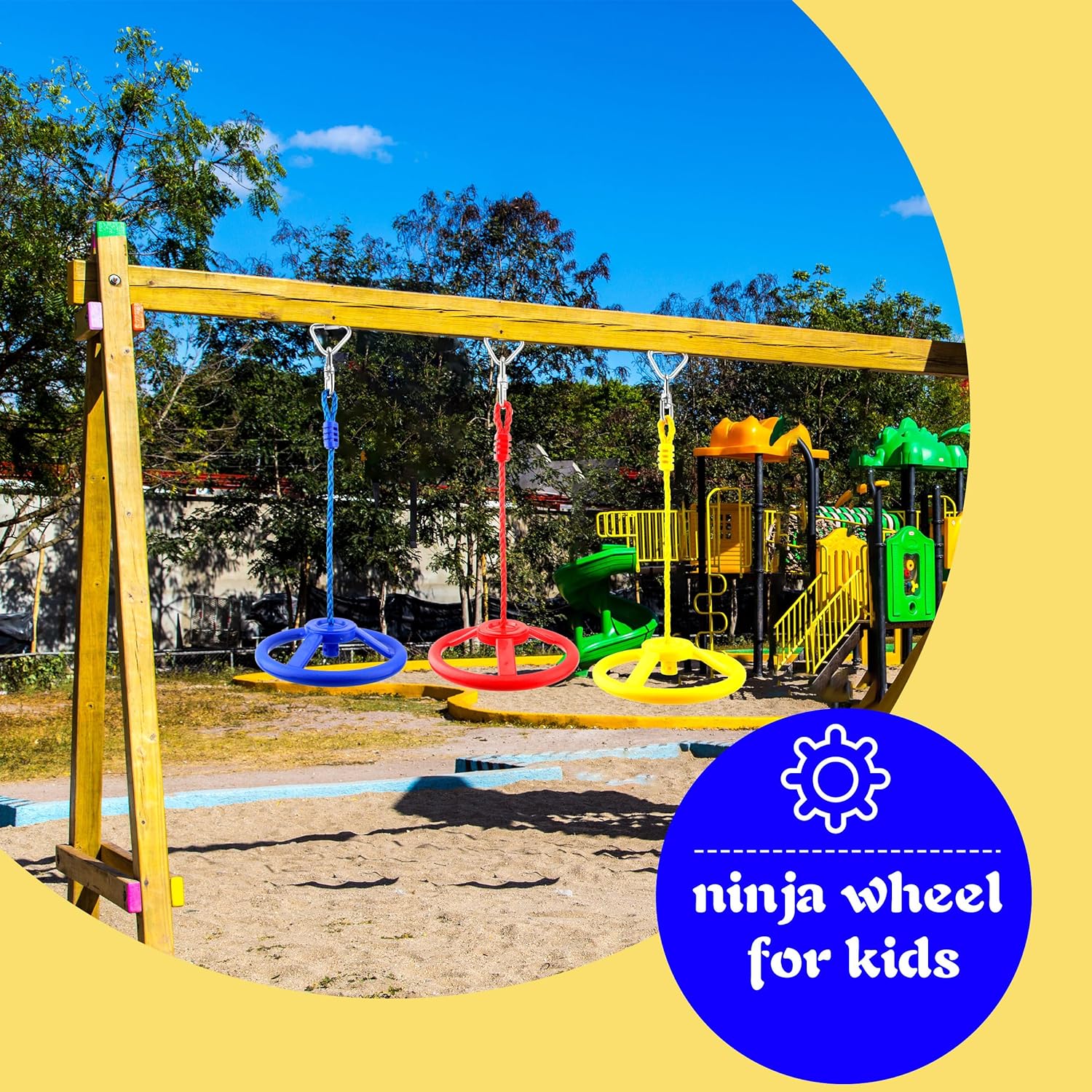 Kids Ninja Wheel Obstacle Swing Children Climbing Wheel Monkey Swing ...