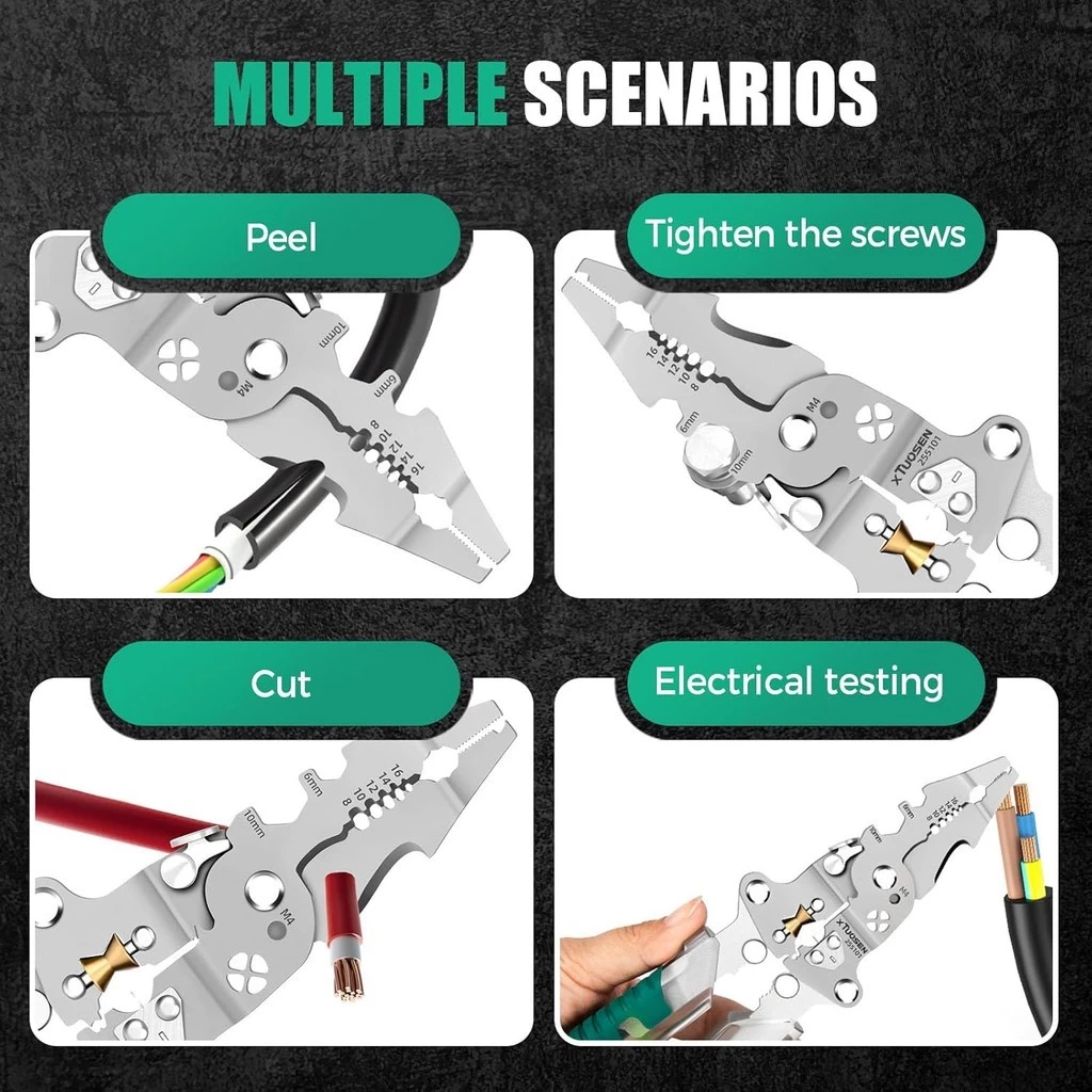 【COD】Multi-Functional Wire Strippers Pliers with Voltage Detector 18-in ...