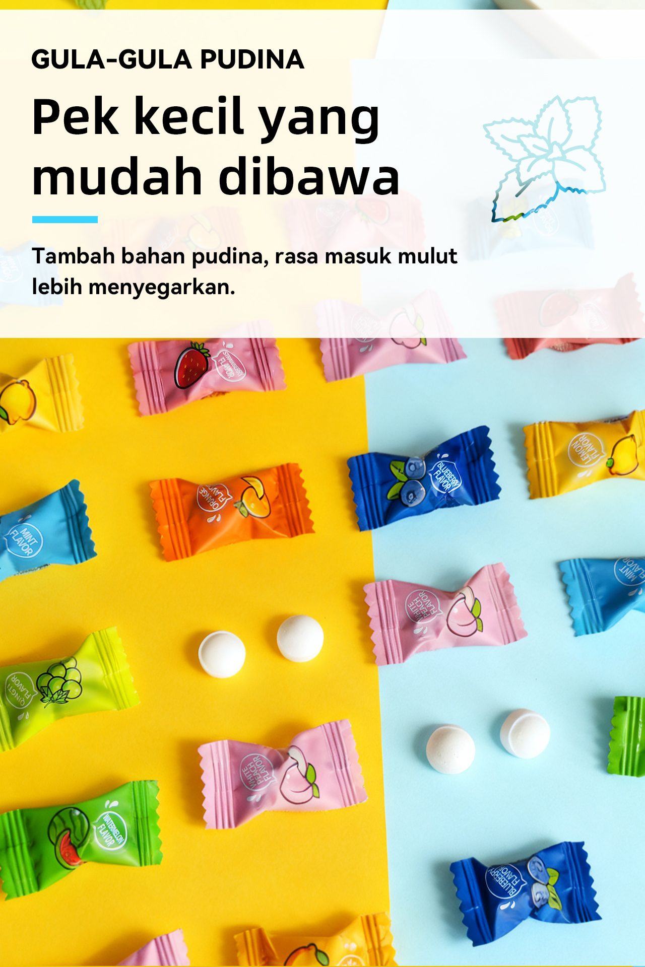 Coowy[COD]Gula-gula VC Buah&Pudina halal 150g vc mint Candy Penyegar ...