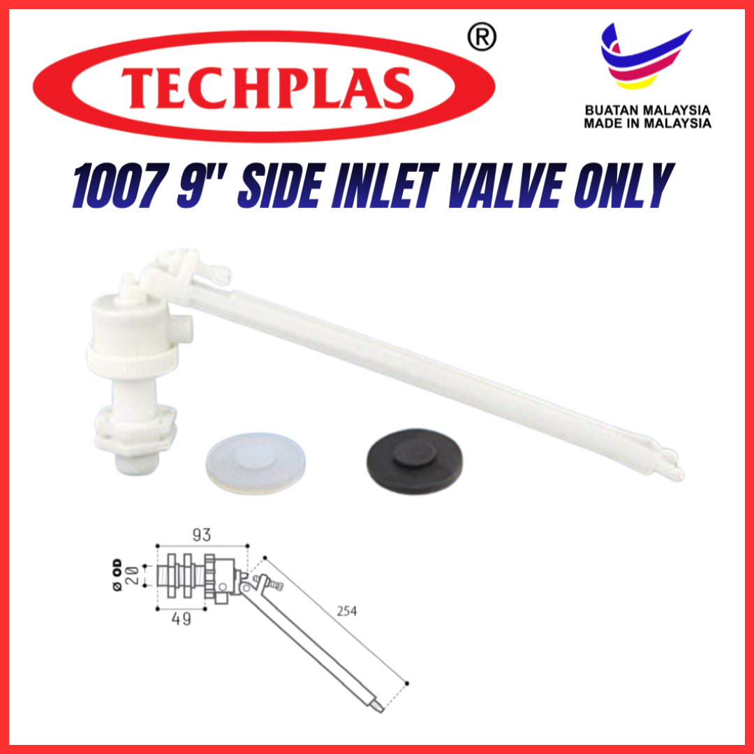TECHPLAS FAI-1007 9" SIDE INLET VALVE WITH BALL PLASTIC CISTERN FLOAT ...
